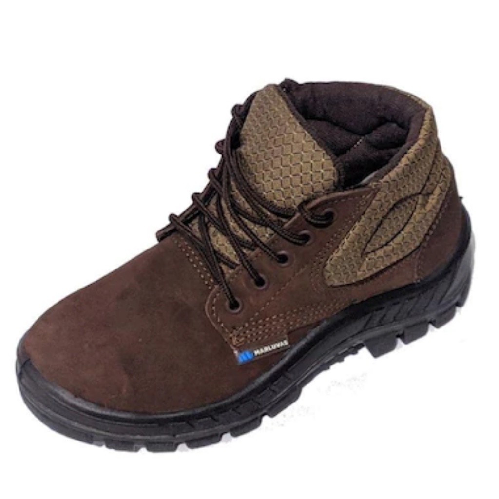 Botina 50b26 Marluvas Marron Nobuck Bota com Bico de PVC Cadarço para ...