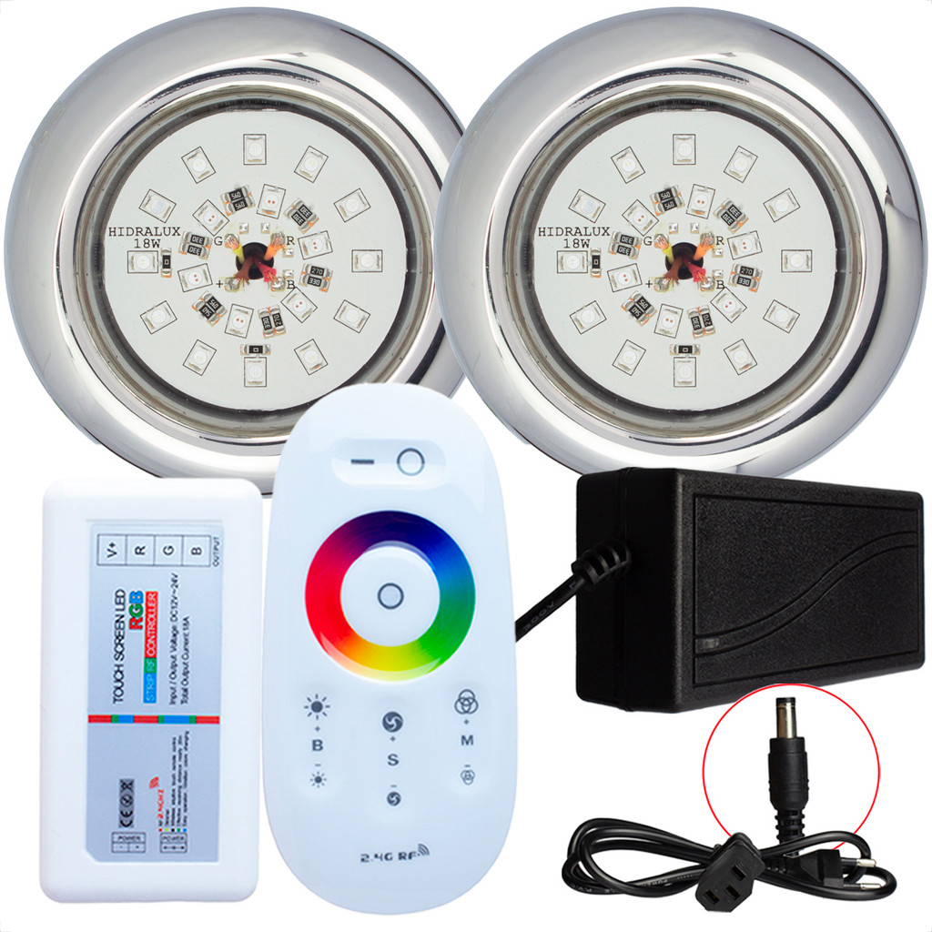 Kit Iluminação Piscina 2 Refletores Led 18w RGB Inox e Comando | Shopee ...