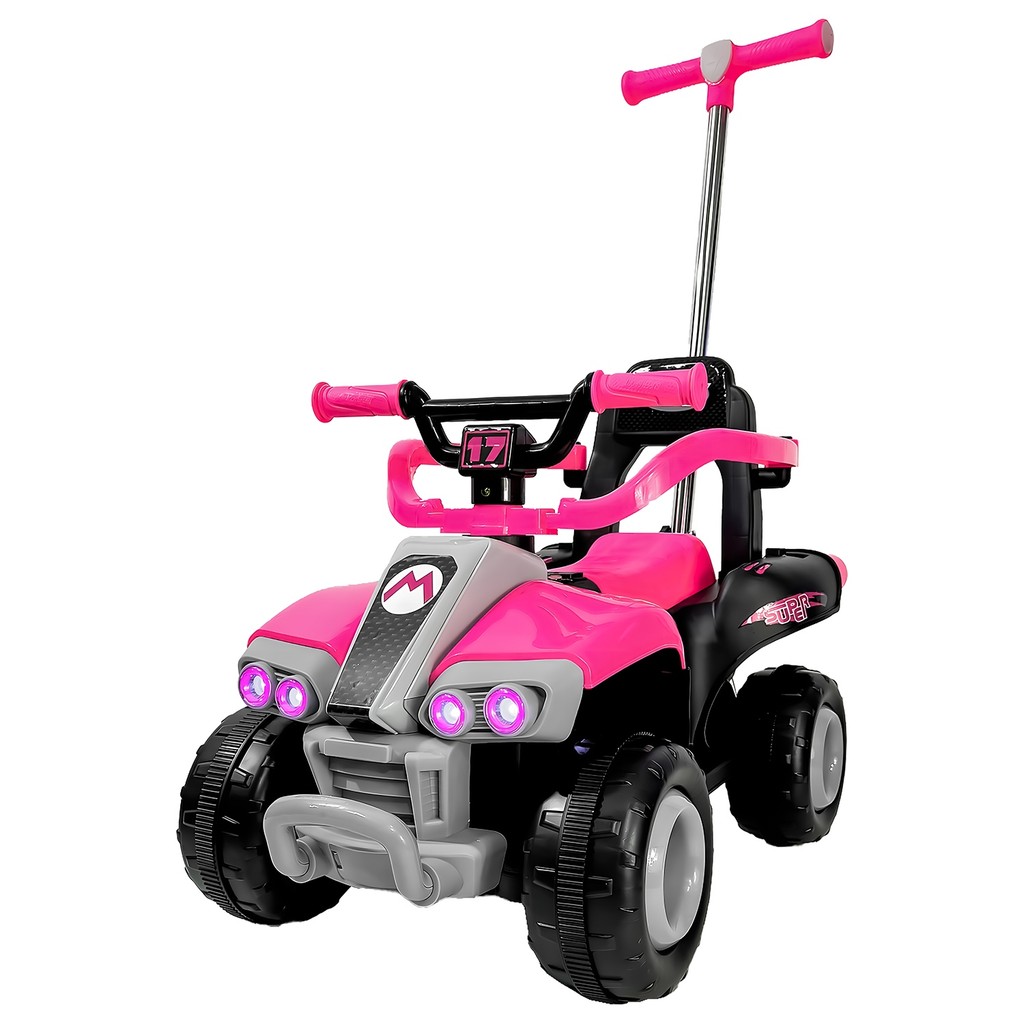 Carrinho Elétrico 6V Rosa A Bateria Com Haste Passeio Infantil Frente ...