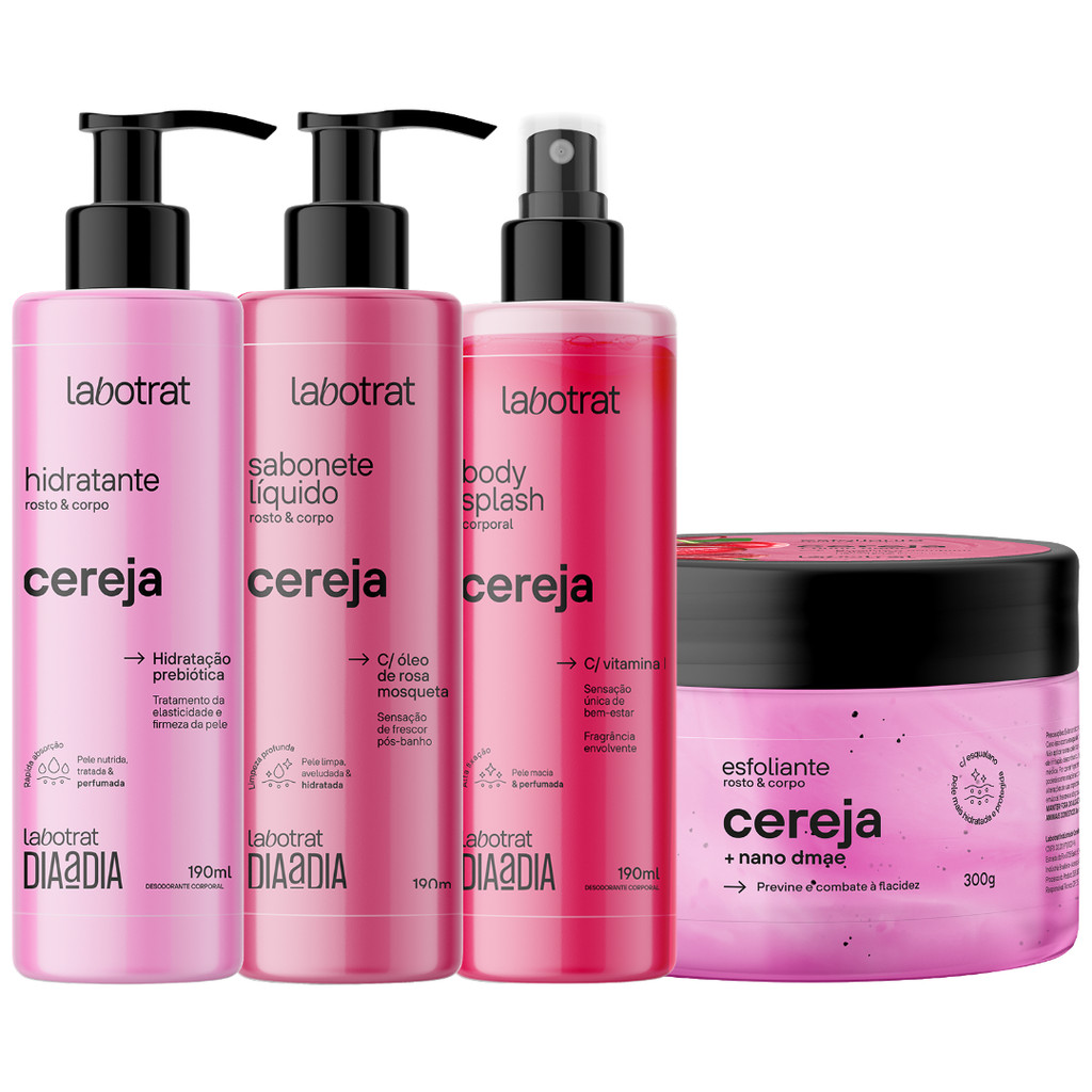 Kit Banho Premium Labotrat Cereja Completo 4 Produtos C/ Body Splash ...
