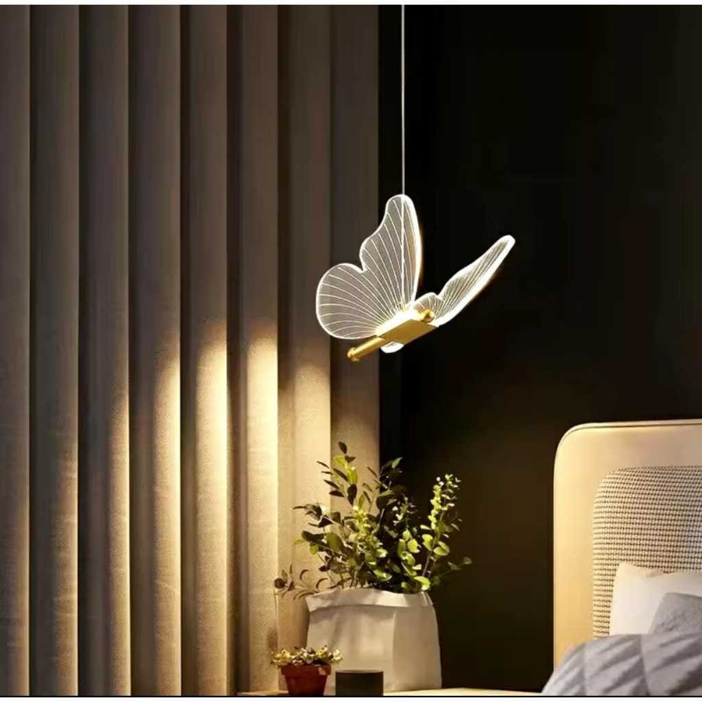 Lustre Luminaria Pendente de Borboleta 3200K Cabo 2M Led D200mm Dourado ...