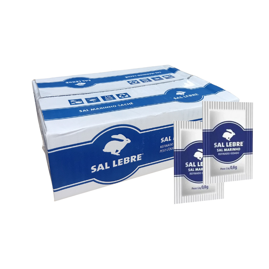 Sache Sal Refinado Lebre Caixa 800g 1000 Unidades | Shopee Brasil