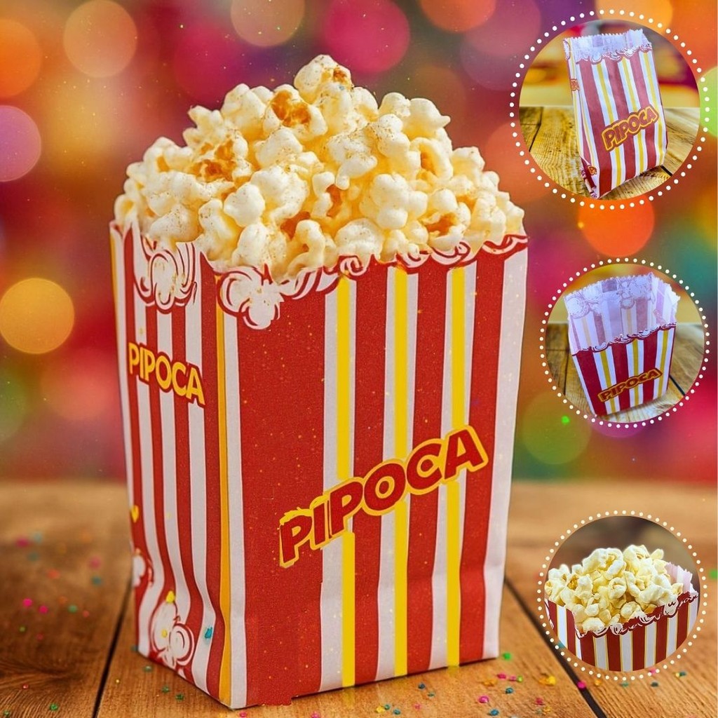 700 SACO PIPOCA LISTRA VERMELHA (PLUMA) | Shopee Brasil