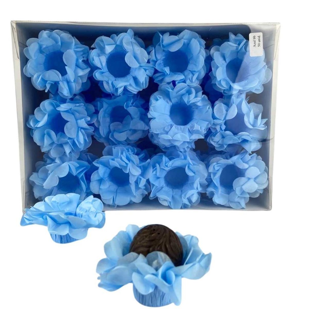 50 Forminhas Cor Azul BB P Doces Premium Casamento Festas | Shopee Brasil