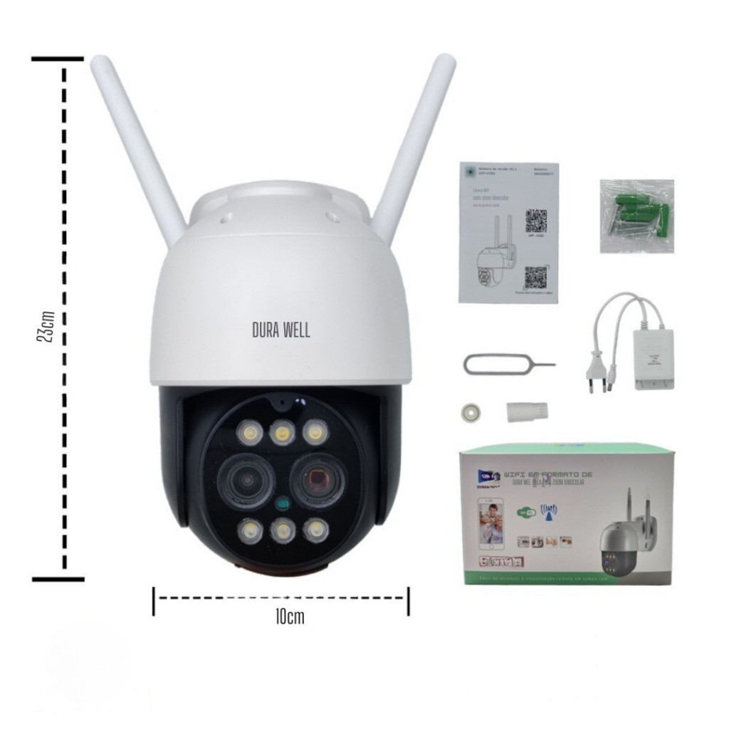 Câmera Ip Dupla Lente Wifi Icsee Prova D'água Externa noturna colorida ...