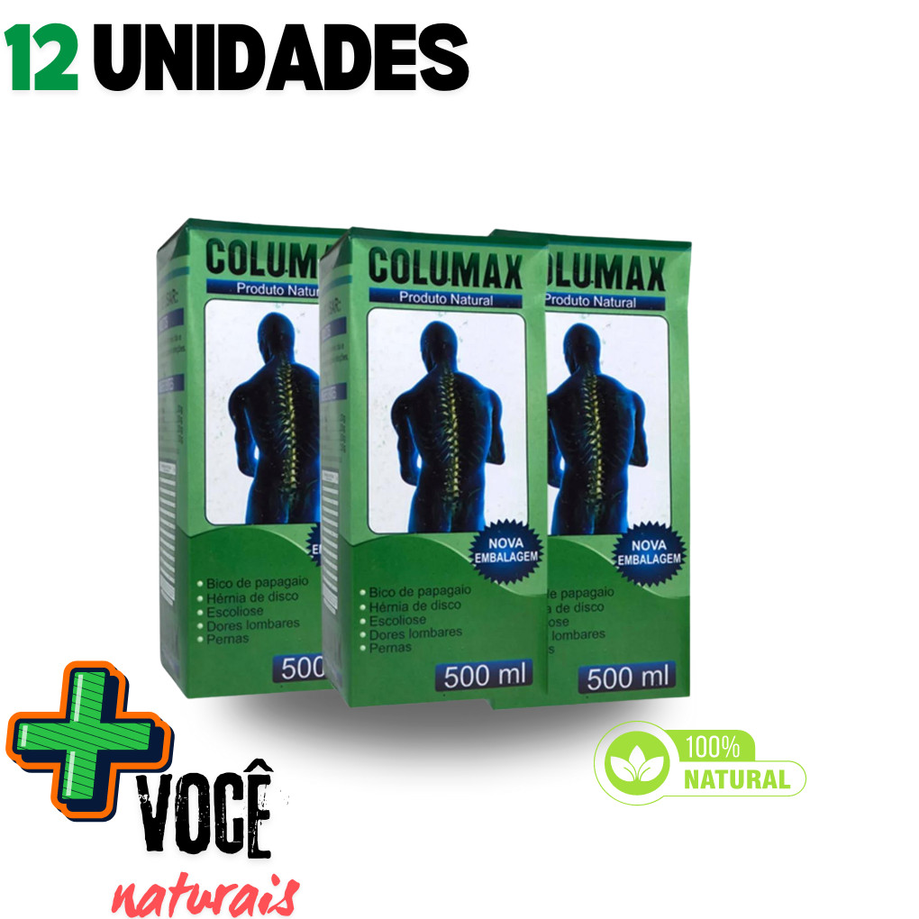 12 Unidades Columax 500ml Original Suplemento Natural Dor De Coluna ...