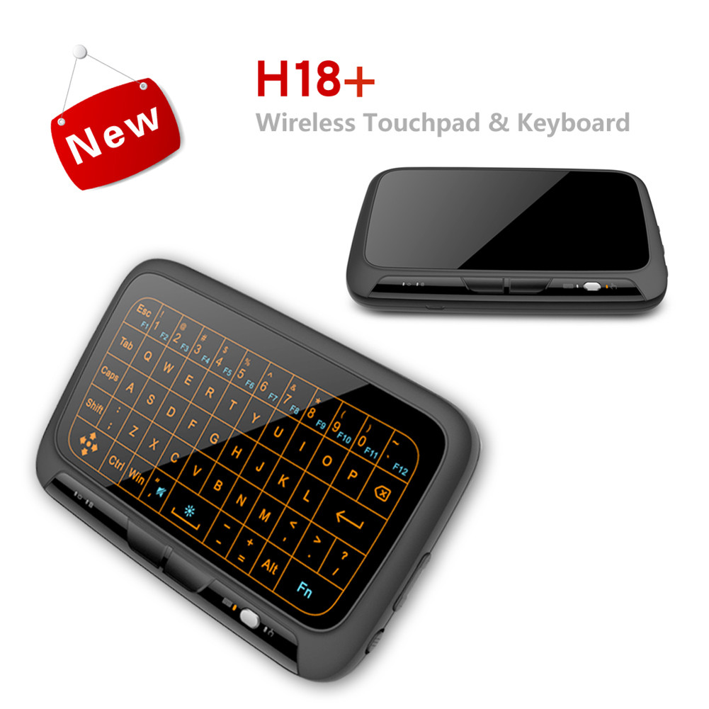 H18 Mini Tela Full Touch Screen 2.4GHz Air Mouse Touchpad Backlight ...