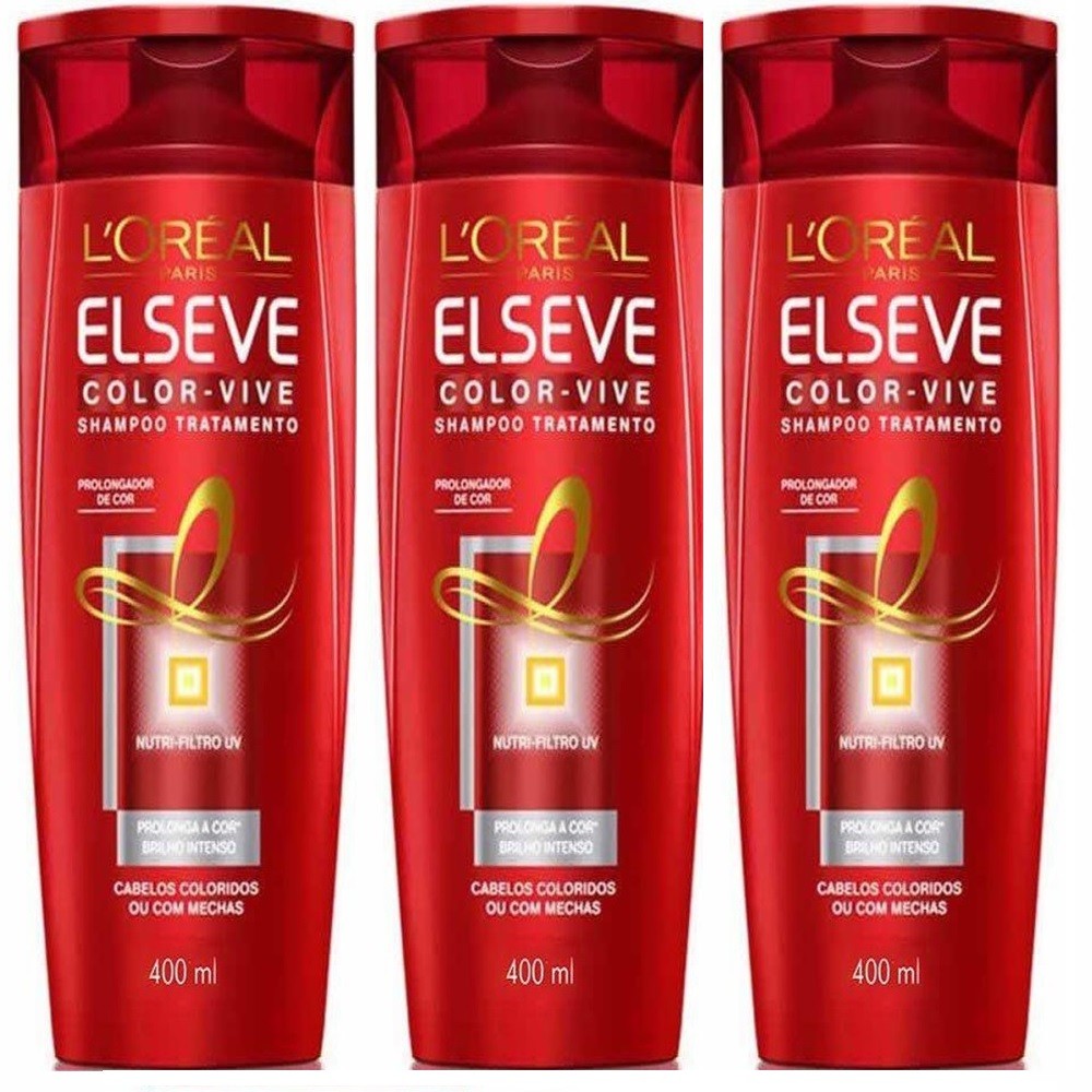 Shampoo Loréal Elseve Color Vive 400ml - Kit com 3 unidades | Shopee Brasil