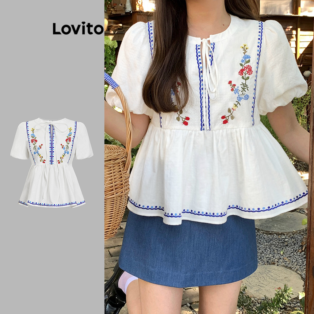 Lovito Blusa Boho Tribal com estampa de renda para mulheres L99ED697 ...