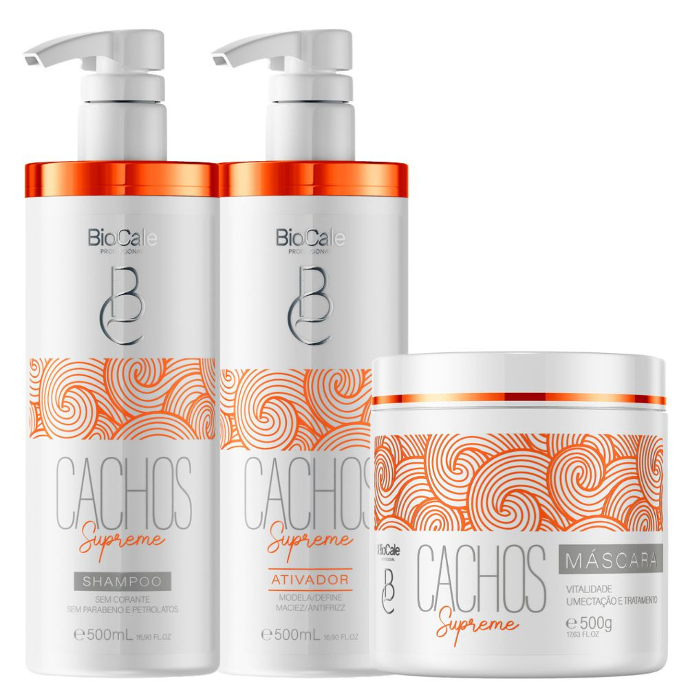 Biocale - Kit Cachos Supreme Shampoo 500ml + Ativador 500g + Máscara ...
