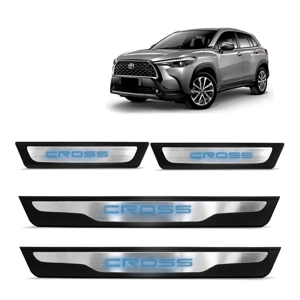 JOGO DE SOLEIRA PLÁSTICA COM LED AZUL TOYOTA COROLLA CROSS 2022/2023 - KX3 | Shopee Brasil