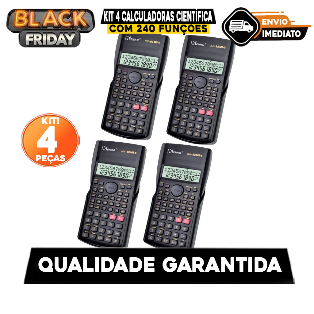 KIT COM 4 Calculadoras Científica Com 240 Funções Tekone TO-82MS MT068 ...