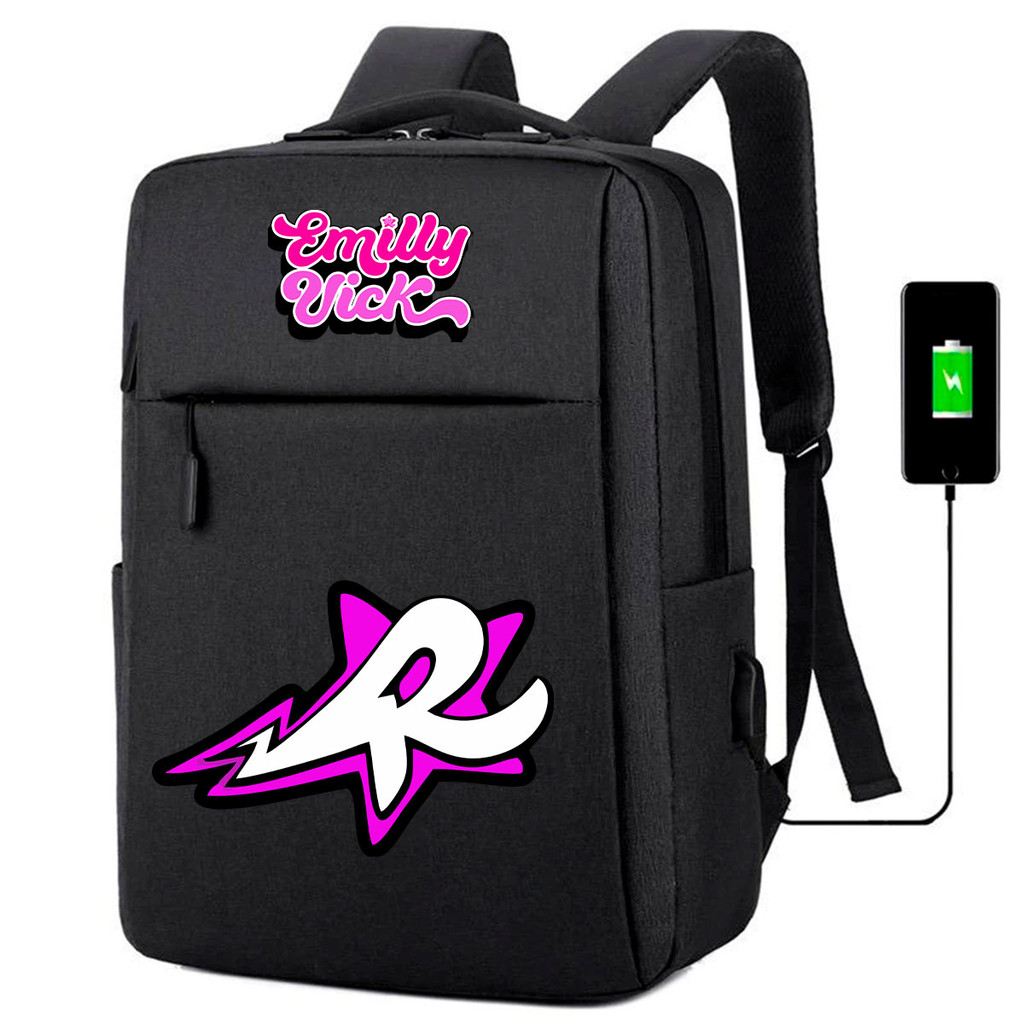 Mochila USB Escolar Tema Vick Emily Os Rosas Estampada DTF Com Espaço ...