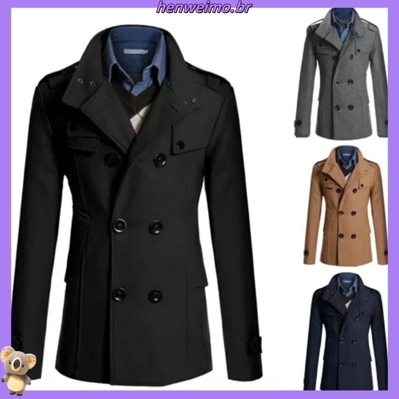 Sobretudo Inverno Jaqueta Masculino Longa Quebra-ventos Casaco Slim-fit ...