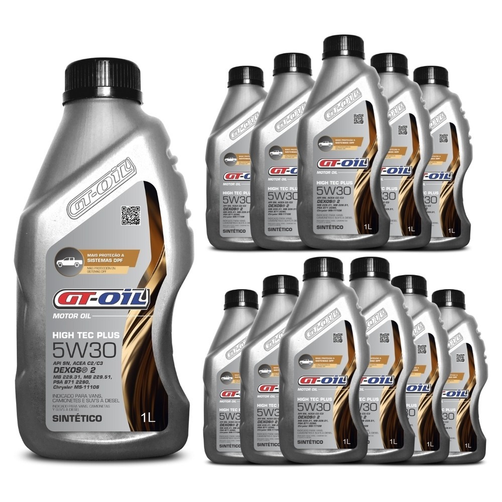 Kit 12 Óleo Motor Gt Oil High Tec Plus 5w30 Sintético Diesel | Shopee ...