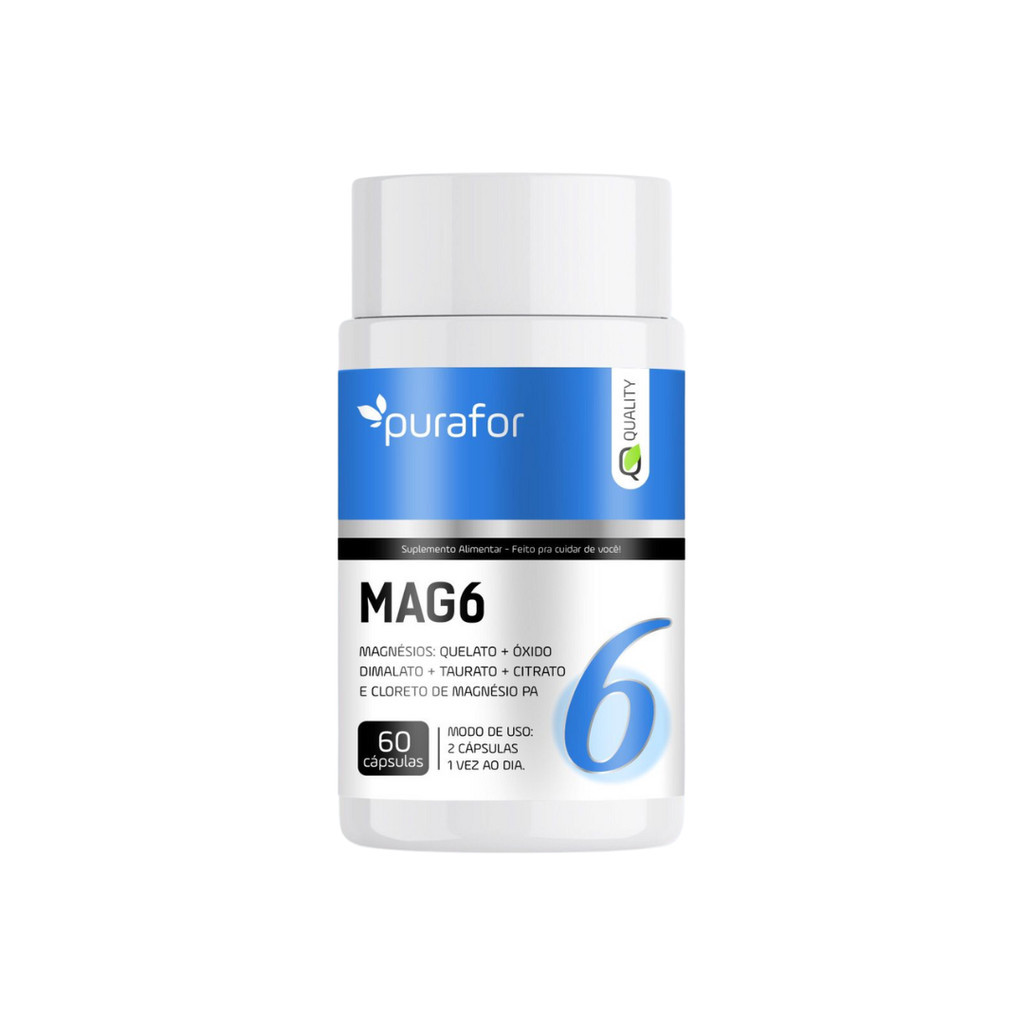 Mag6 6 Magnésios Quelato Óxido + Dimalato + Taurato + Citrato e Cloreto ...