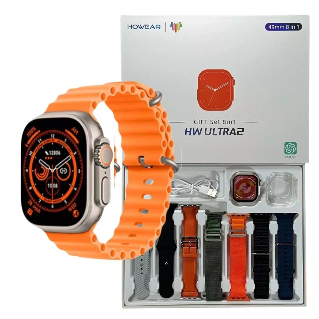 Relógio Smartwatch Hw Ultra2 com Chat Gpt + 7 Pulseiras | Shopee Brasil