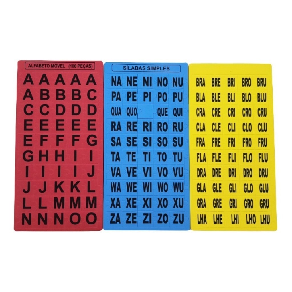 Kit Alfabeto Móvel, Sílabas Simples E Sílaba Complexa Em Eva | Shopee ...