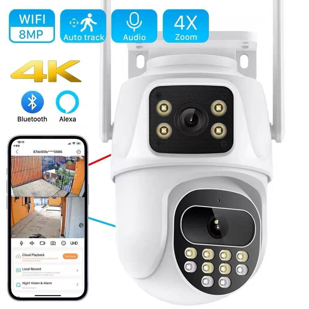 Câmera De Segurança Lente Dupla ICSEE IP66 Wi-Fi 360° Sensor Movimento ...