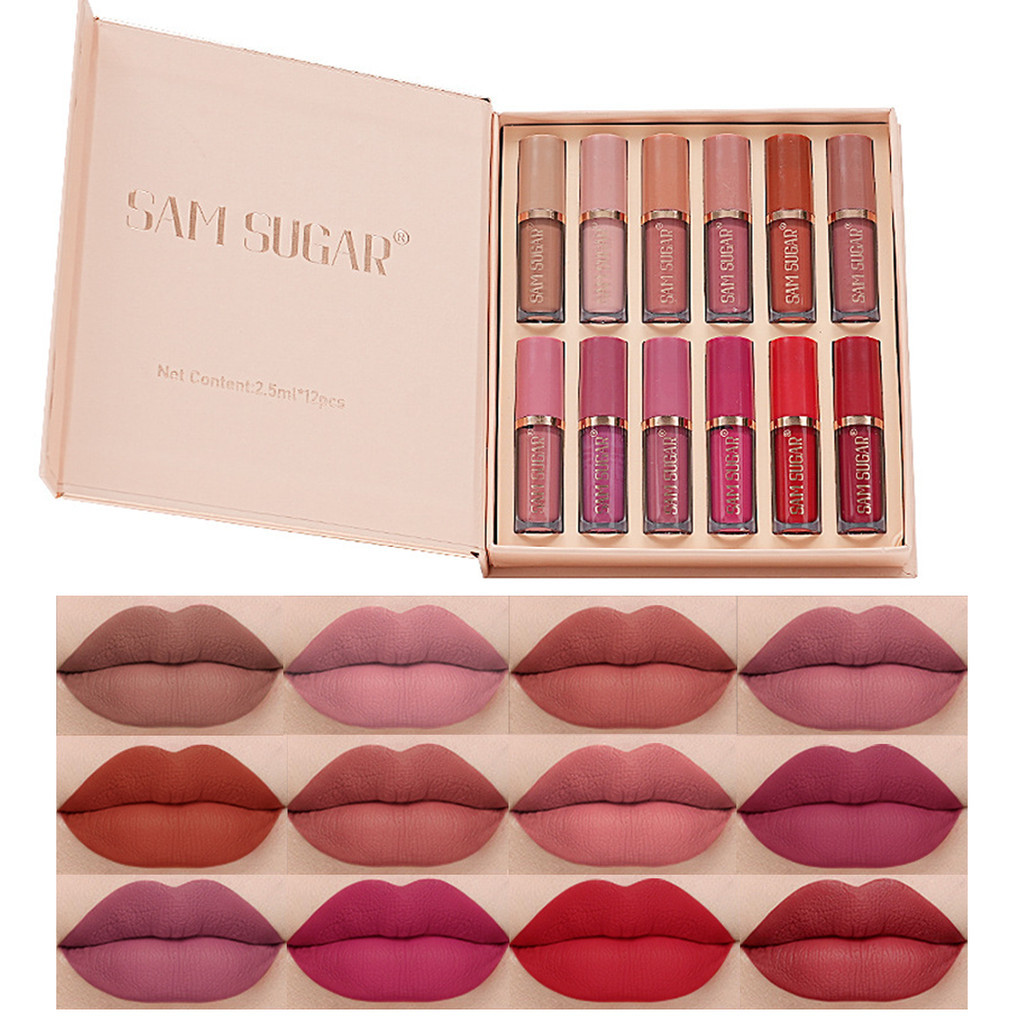 Sam SUGAR 12 Livro Colorido Conjunto de Batom Brilho Labial Brilho ...