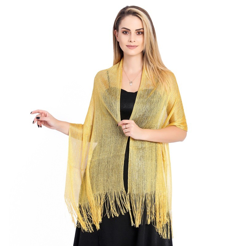 Xale para Mulheres Xale de Fio Dourado e Prateado Lenço Plano para ...