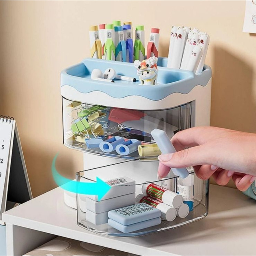 Kit 2 Porta Lápis Caneta Organizador De Mesa Com Divisorias De Gaveta ...