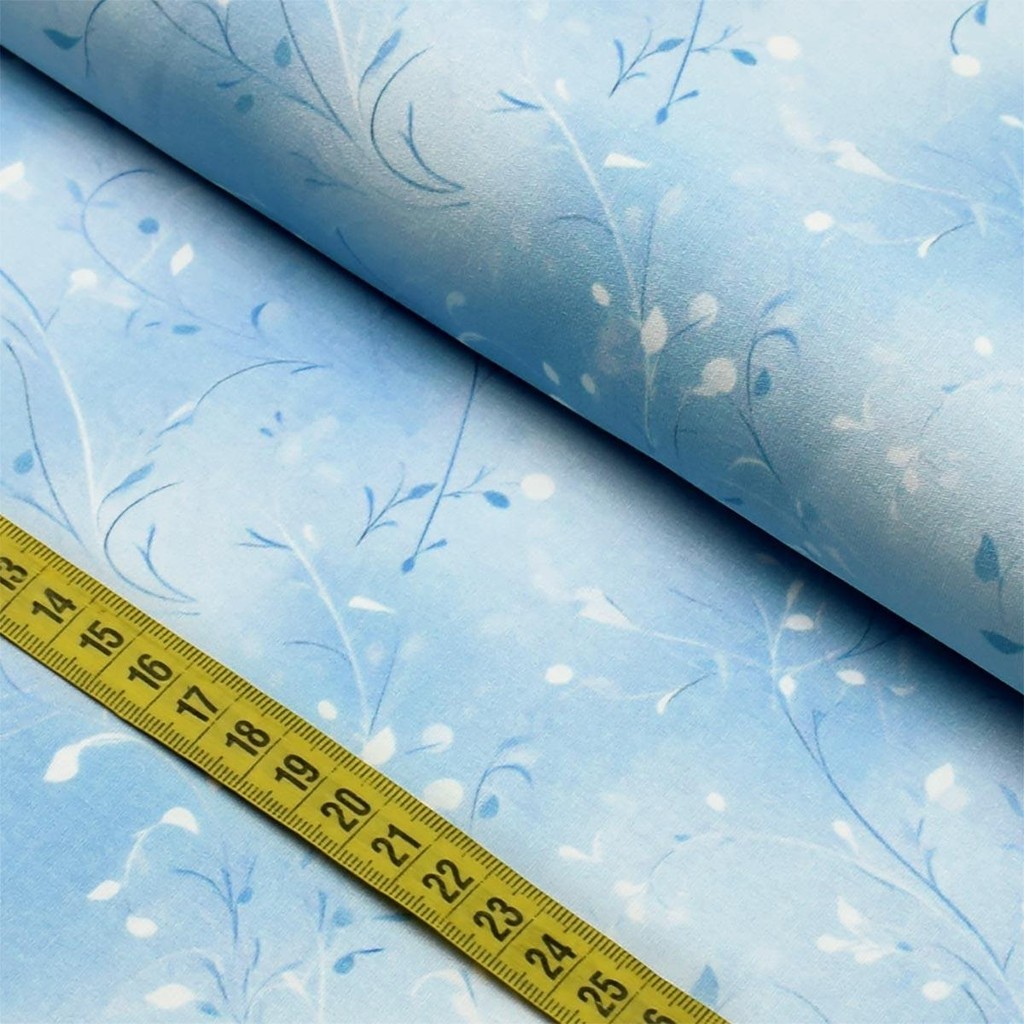 Tecido Estampado para Patchwork - Romance : Folhas Azul Claro (0,50x1 ...
