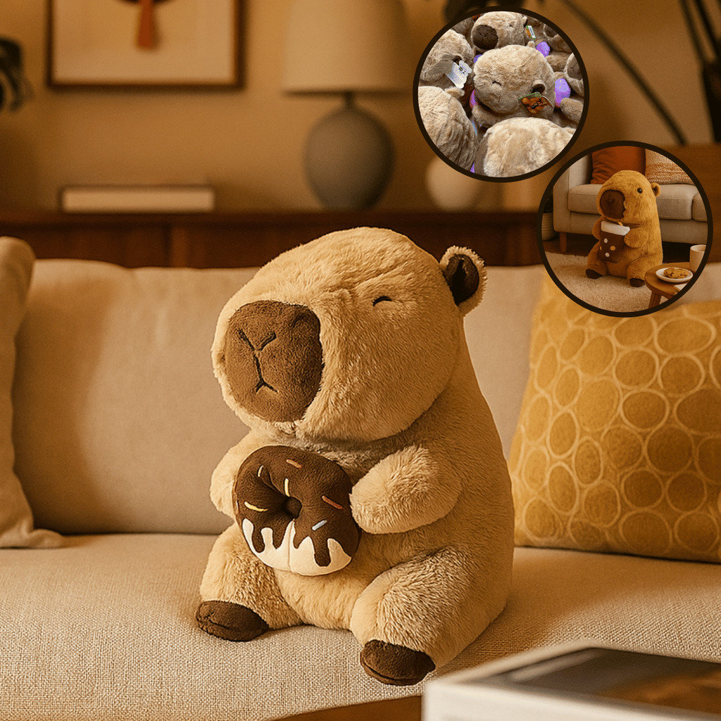 Capivara de Pelúcia Sentada 32cm com Comida / Brinquedo Infantil ...