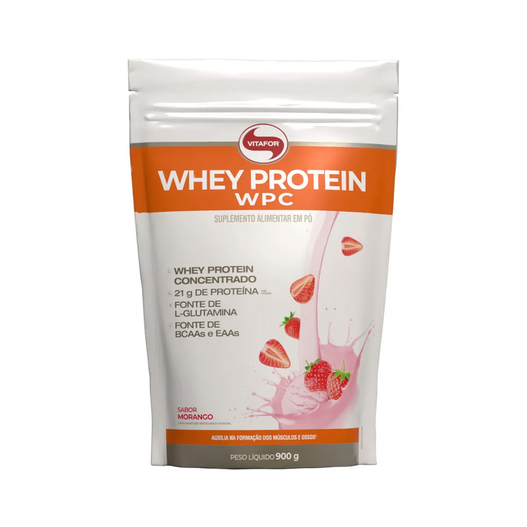 Whey Protein WPC 900g Morango Suplemento Vitafor | Shopee Brasil