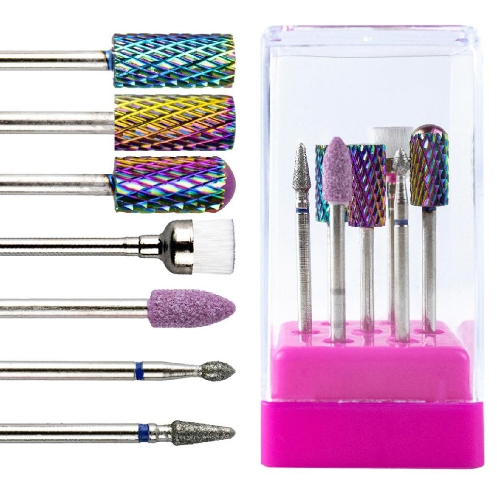 Kit 3 Broca Tungstênio +2 Diamantada +1 Polimento +1 Limpeza Unhas Gel ...