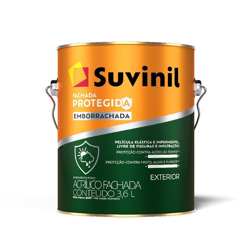 Tinta AcrÍlica 3,6l Fachada Protegida Emborrachada Fosco Suvinil - Branco Neve | Shopee Brasil