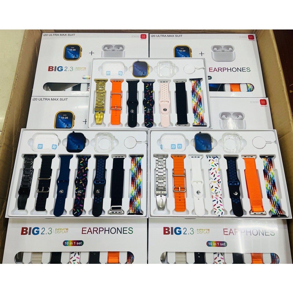 Novos Fones De Ouvido Smartwatch ULTRA 9 E i20 10 Em 1 MAXI SUITE 49mm Tela HD De 2.3 Polegadas ...