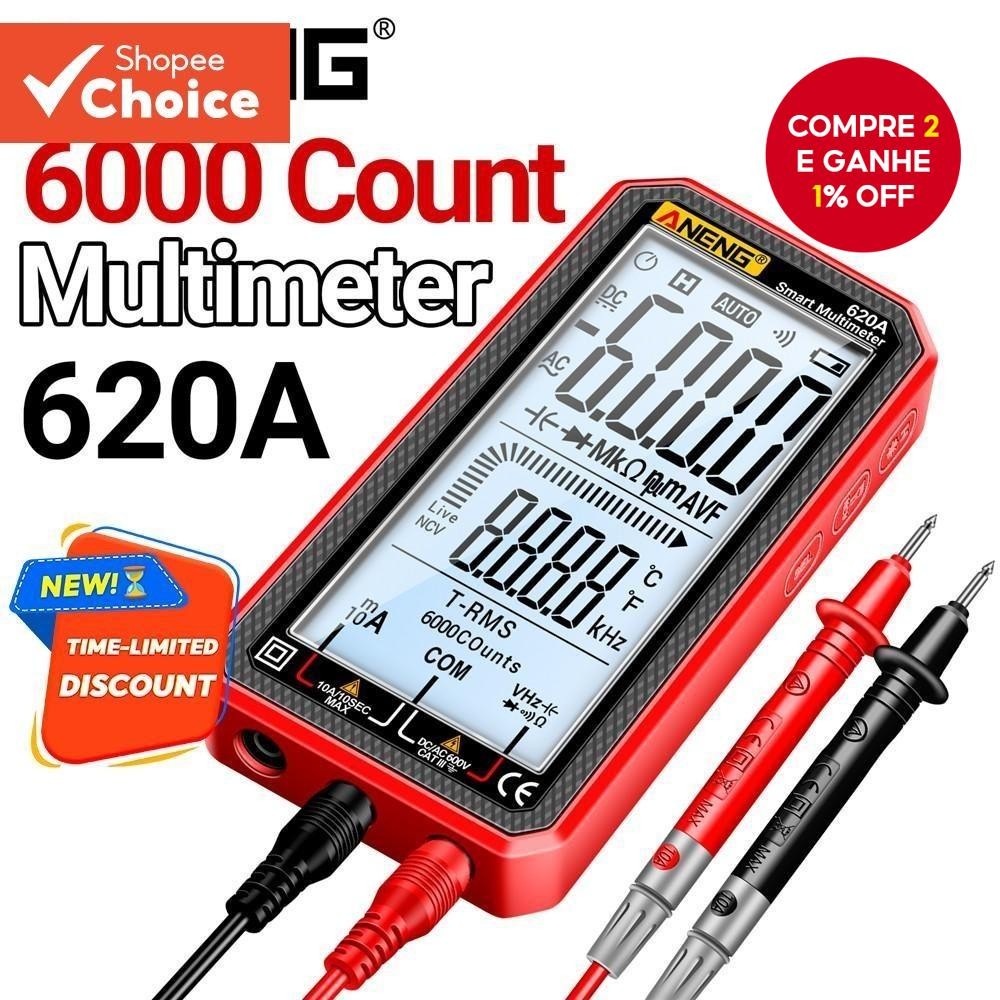Multímetro Digital ANENG 620A-6000 Contagens True RMS Com Caixa À Prova ...