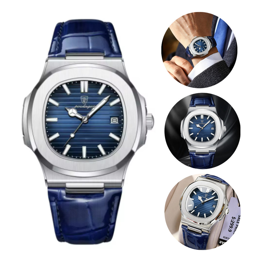 Relógio Masculino Poedagar Deluxe Hardlex Pulseira De Couro | Shopee Brasil