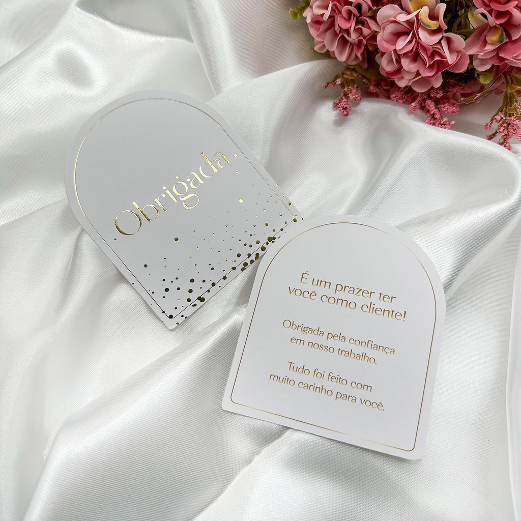 10un Postal Agradecimento Hot Stamping "Obrigada" Branco | Shopee Brasil