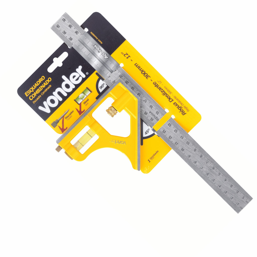 Esquadro Combinado Régua Profissional Marceneiro 12" 305mm Vonder ...