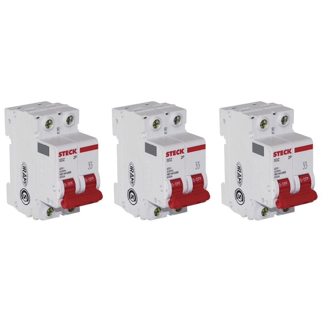 Kit Com 3 Disjuntores Bipolar Steck Serie 6ka Curva C 32a | Shopee Brasil