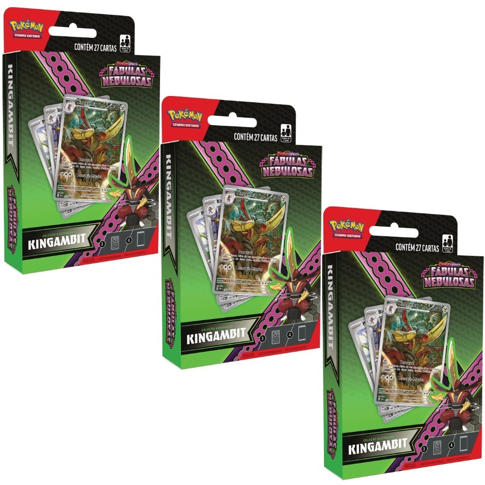 BOX POKÉMON COLEÇÃO ILUSTRAÇÃO KINGAMBIT EV 6.5 FÁBULAS NEBULOSAS 27 ...