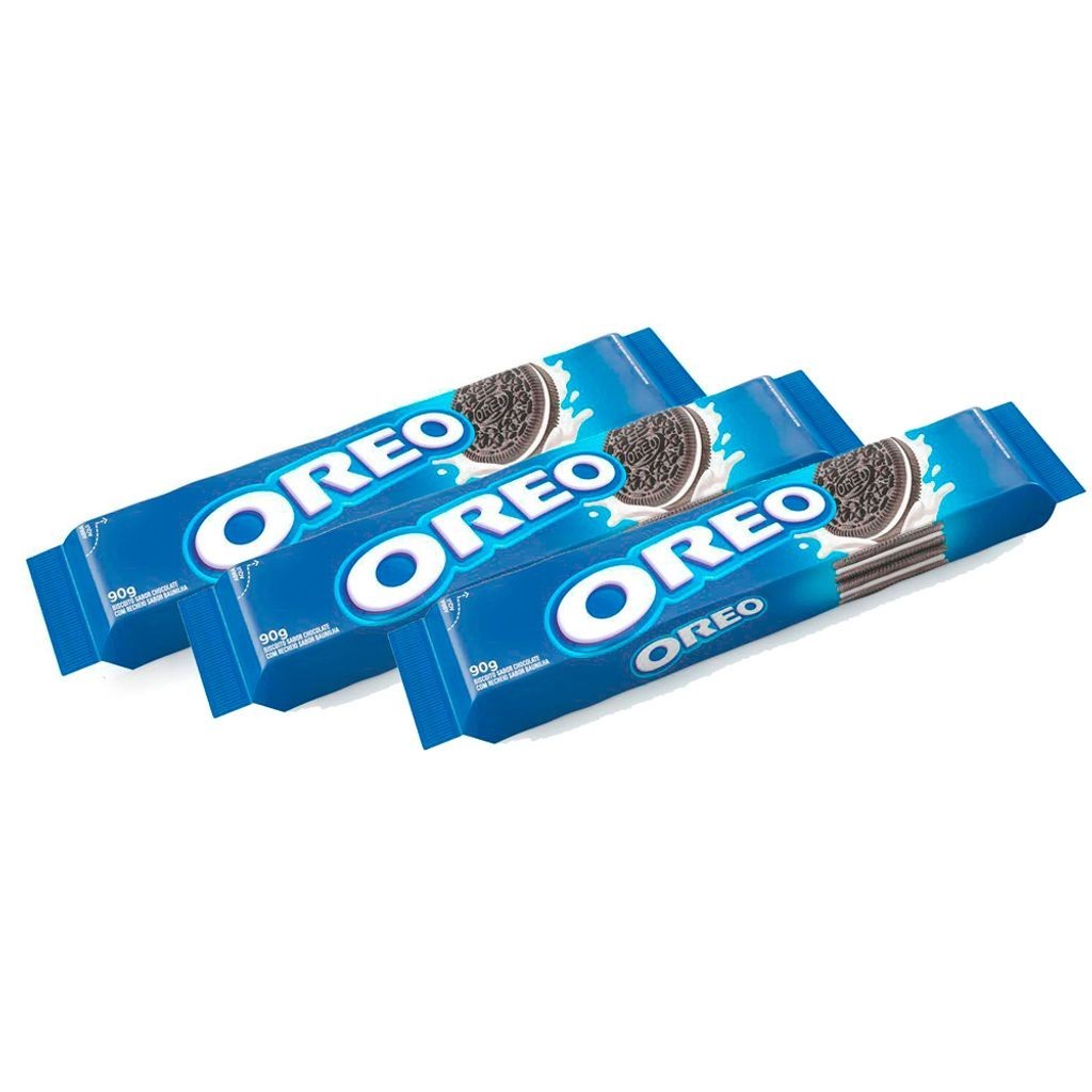 Kit 3 Biscoito Oreo Chocolate Recheado Sabor Baunilha 90g | Shopee Brasil