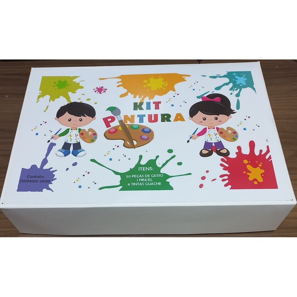 Kit Pintura Infantil: 50 peças + pincel + tintas | Shopee Brasil