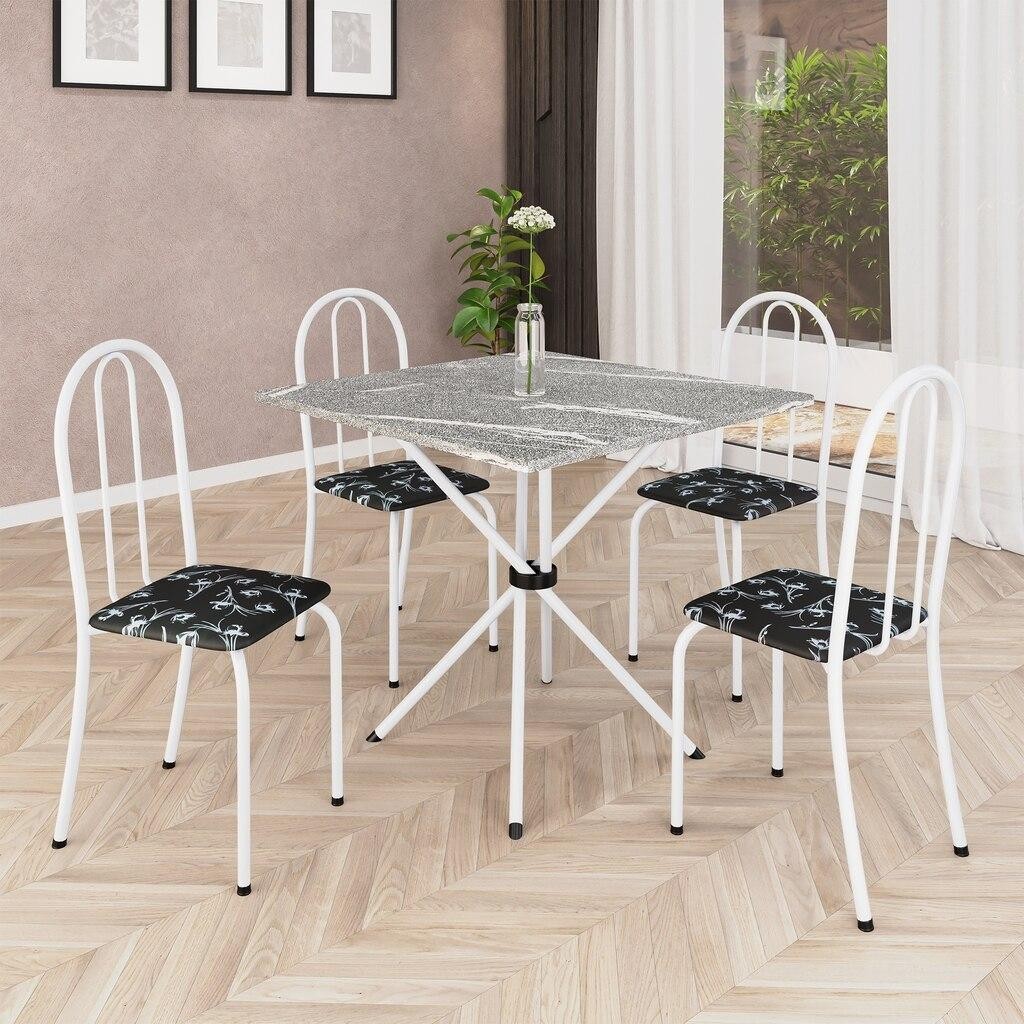 Mesa Tubular Analy 70x70cm Granito Topázio 4 Cad Tubo Branco | Shopee ...