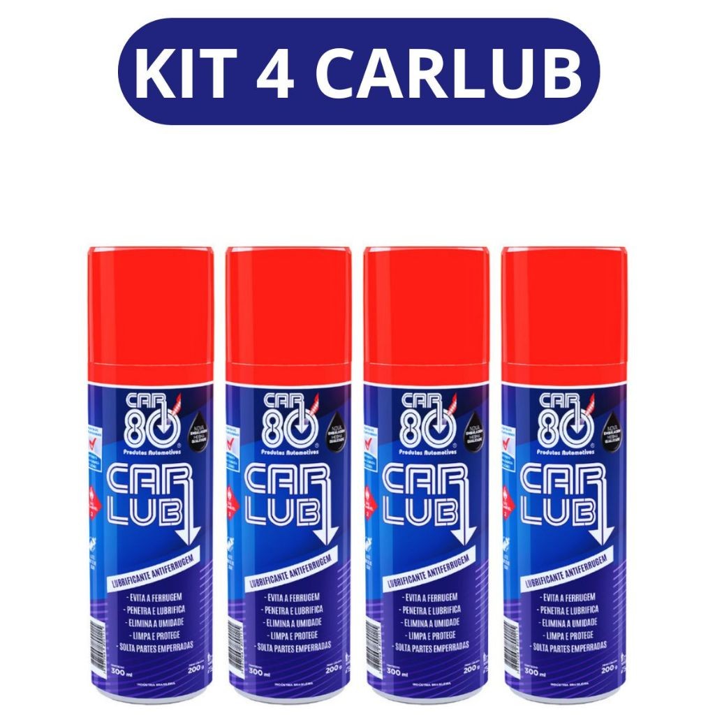 Kit 4 Desengripante Antiferrugem Lubrificante Multiuso Car Lub Car 80 ...