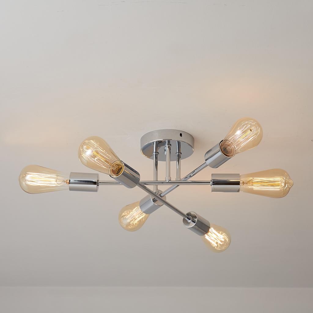 JINGFENG 6 Lights Semi Flush Mount Ceiling Lamp Retro Close to Light ...