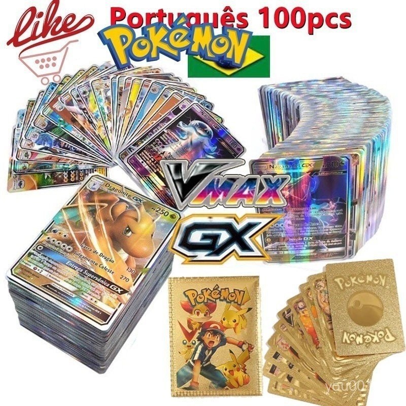 100 pcs Pokémon Brilhante Pokemon Card Kit VMAX GX Vstar Gold Card ...