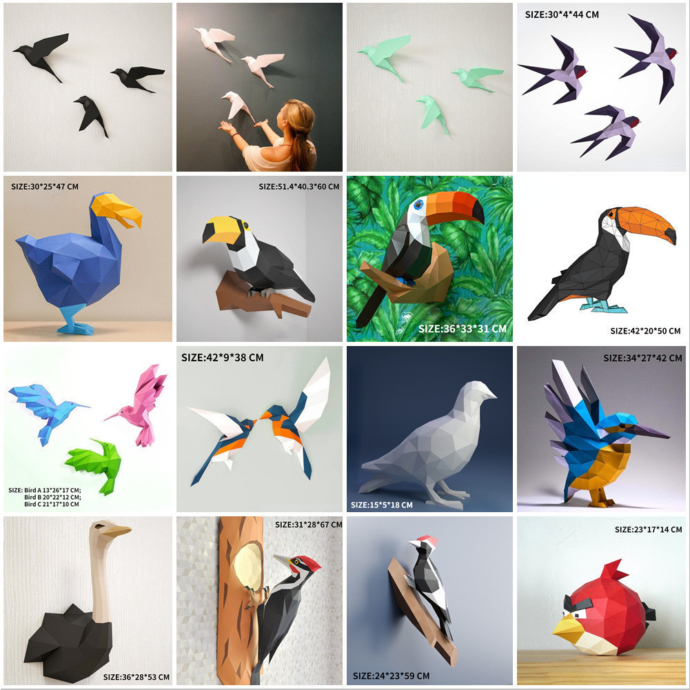 Momo Papel Tridimensional Criativo Modelo K1 Papel para Pássaros Modelo ...