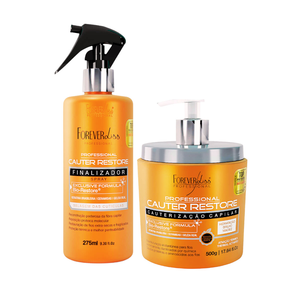 Kit Cauterização Capilar Cauter Restore Forever Liss Máscara 500g