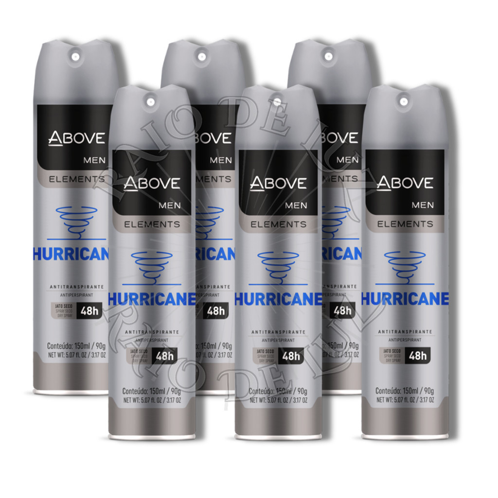 Kit 6 Desodorante Above Men Elements Hurricane Antitranspirante Aerosol ...