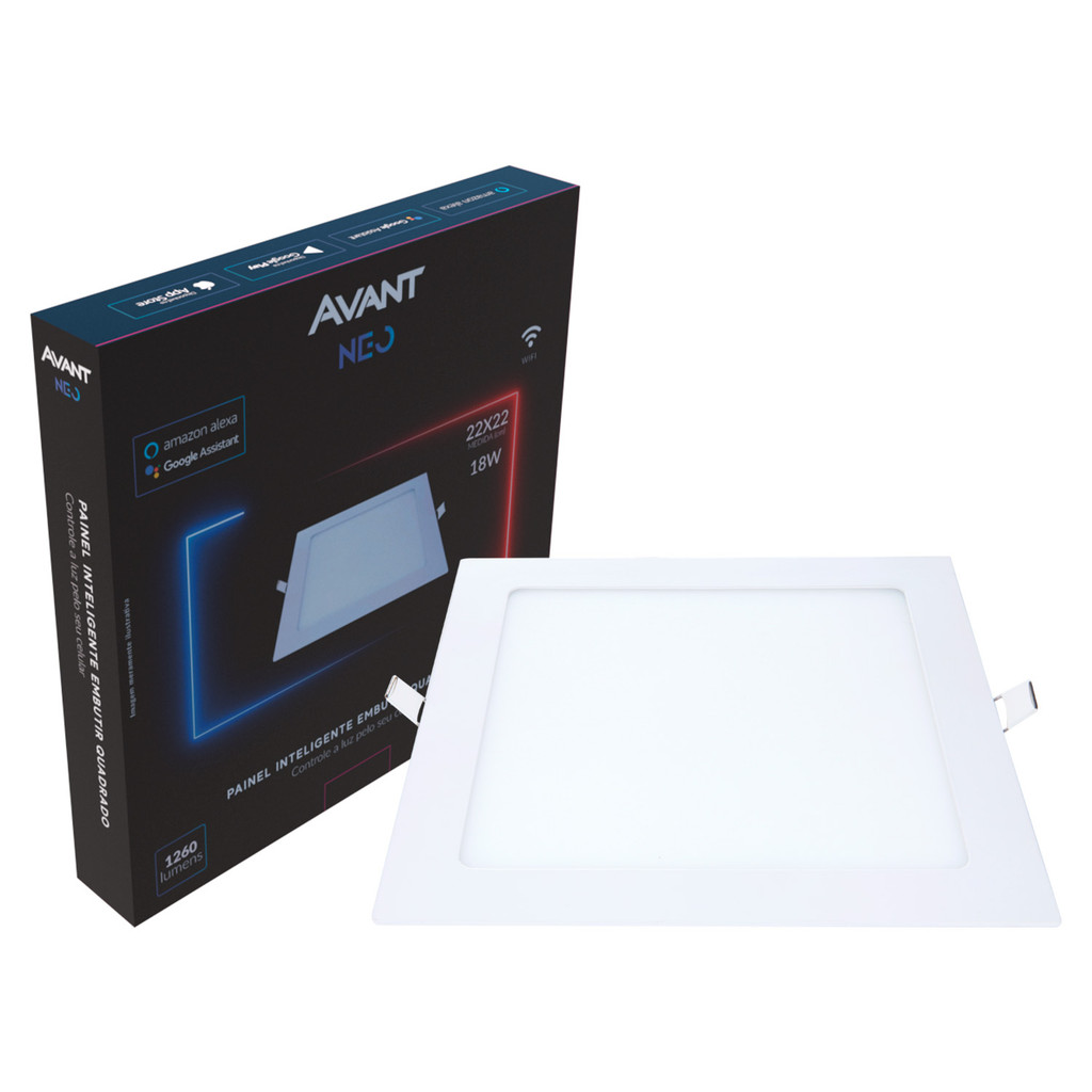 Painel led Plafon Smart Embutir 18w 2700k a 6500k 22cm 110v/220v Bivolt Quadrado Branco Cod ...