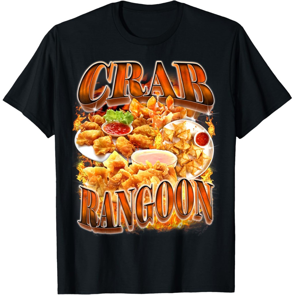 2024 Camiseta Masculina Crab Rangoon Meme Bootleg Rap Style 90s Vintage ...