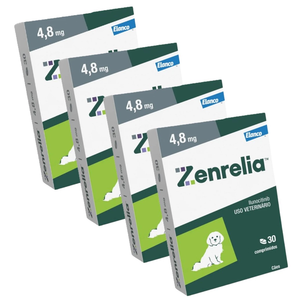 Kit 4 Zenrelia 4,8mg Dermatológico Elanco para Cães - 30 Comprimidos ...